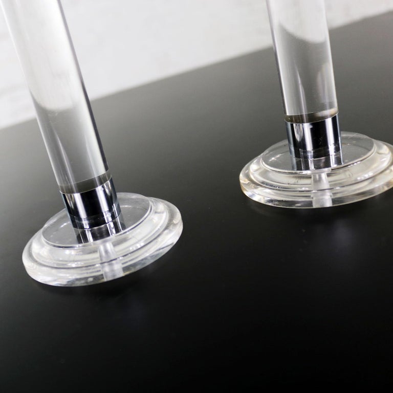 Trio of Modern Lucite Acrylic and Chrome Candlesticks, 20th Century at ...