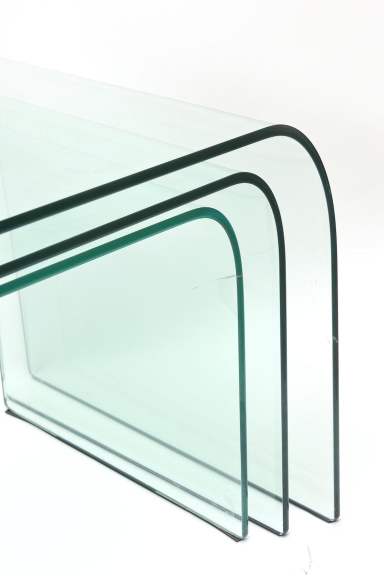 Pace Collection Waterfall Bent Glass Nesting Tables by Fiam Trio at 1stDibs