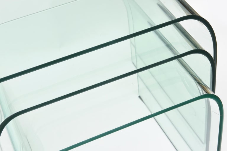 Pace Collection Waterfall Bent Glass Nesting Tables by Fiam Trio at 1stDibs
