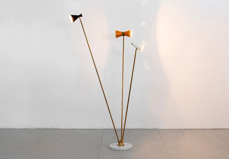 Triple Arm Italian Floor Lamp For Sale at 1stDibs