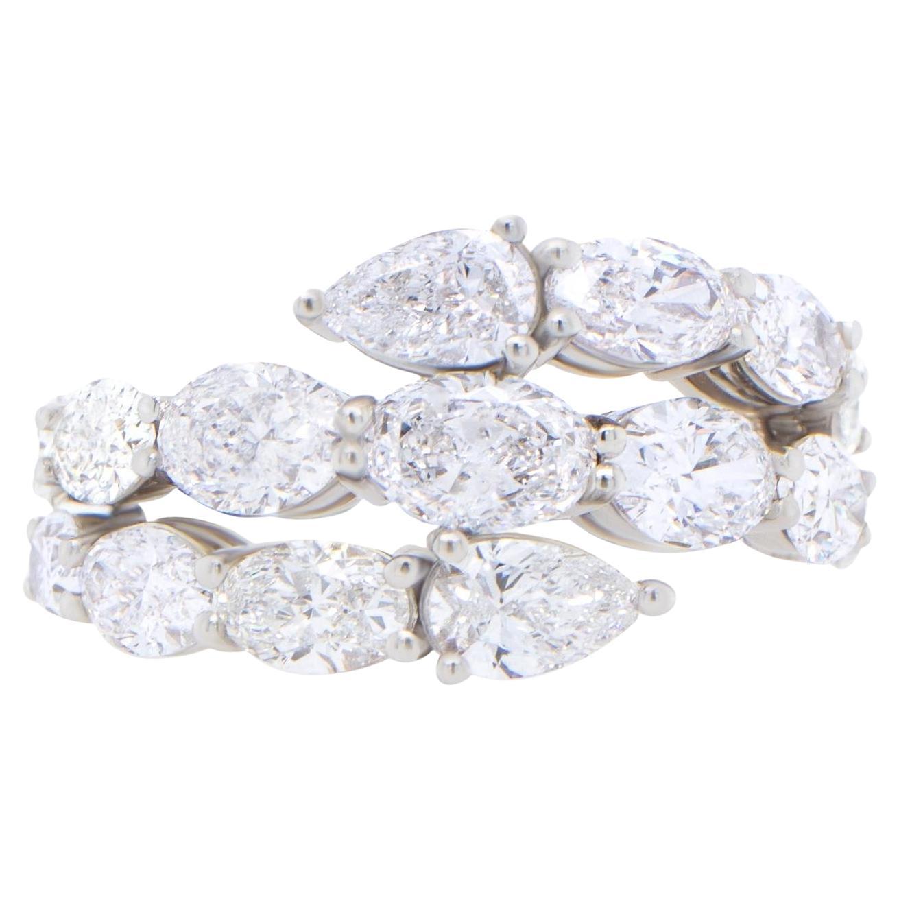 Triple Bypass Diamond Ring 4.32 Carats 18K White Gold For Sale at 1stDibs