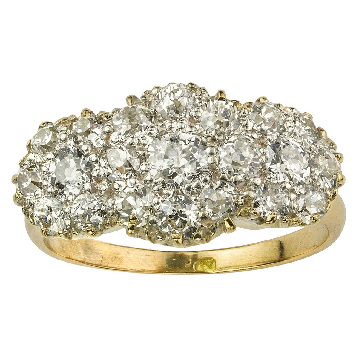 Triple Row Diamond Ring at 1stDibs