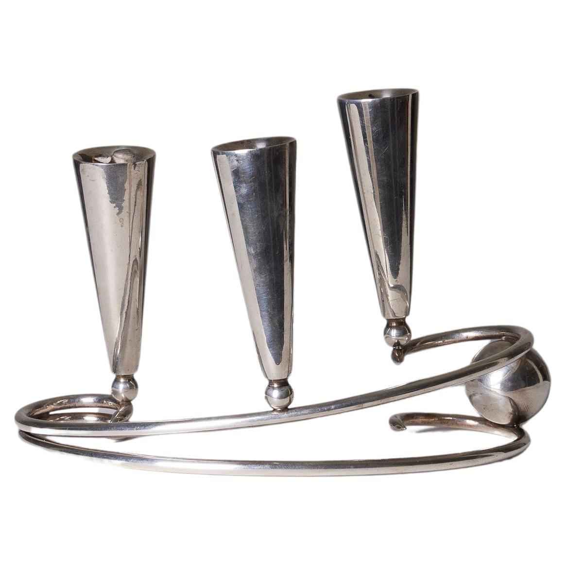 Triple light candle holder 1950 For Sale at 1stDibs