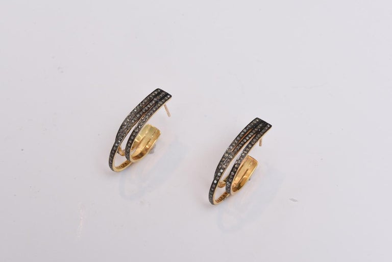 Triple Loop Diamond Oval Hoops For Sale at 1stDibs | triple hoop drop ...