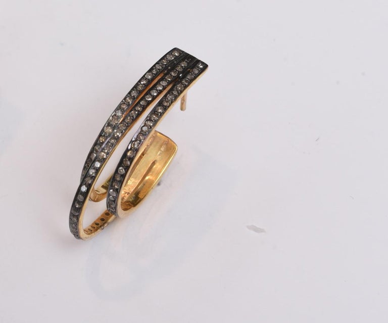 Triple Loop Diamond Oval Hoops For Sale at 1stDibs | triple hoop drop ...