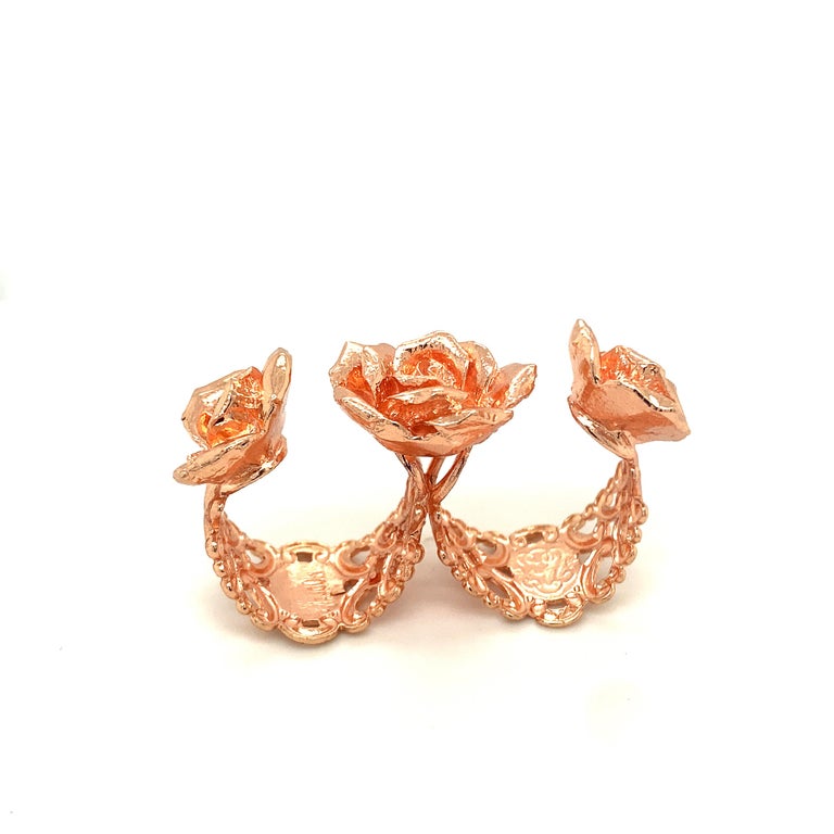 TRIPLE Rosey rosette RING (Gold plated) For Sale at 1stDibs