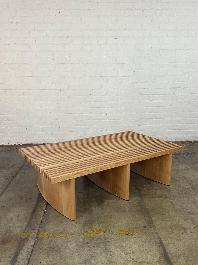 Triple Slat Bench Oval Leg Edition For Sale at 1stDibs