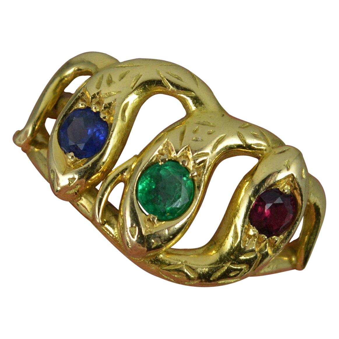Triple Sapphire Ruby Diamond gold Ring Combination For Sale at 1stDibs ...