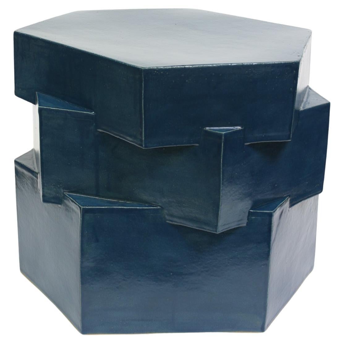 Triple Tier Ceramic Hex Side Table in Buttery Yellow by BZIPPY For Sale ...