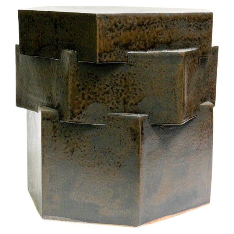 Triple Tier Ceramic Hex Side Table in Iron Gate by BZIPPY For Sale at ...