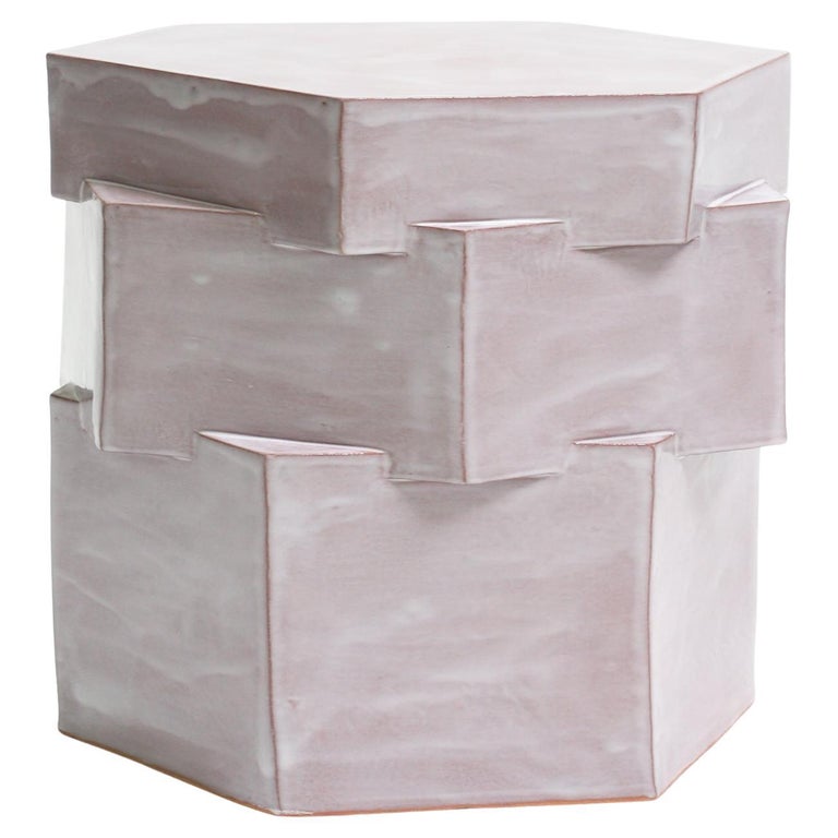 Triple Tier Ceramic Hex Side Table in Royal Danish by BZIPPY For Sale ...
