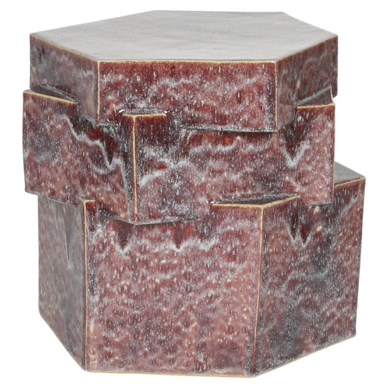 Triple Tier Ceramic Hex Side Table in Snowy Plum by BZIPPY For Sale at ...