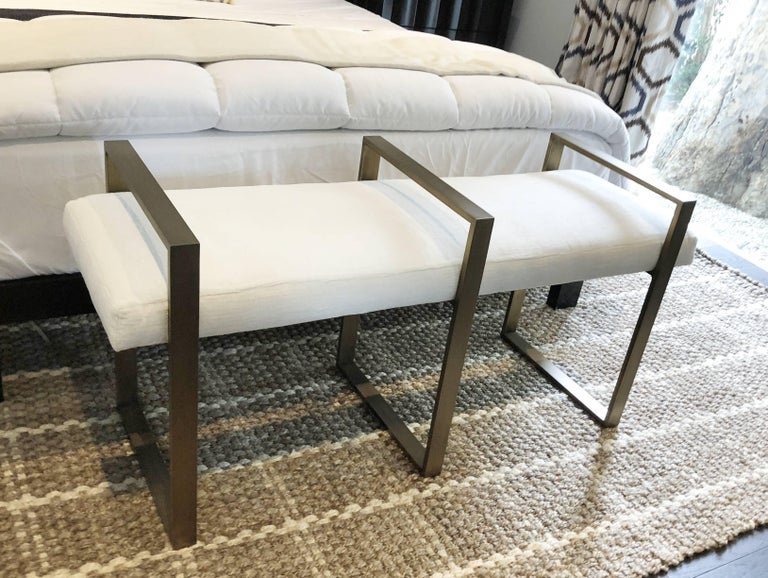 Triple Rectangle Bench in Solid Brass and Antique Finish For Sale at ...