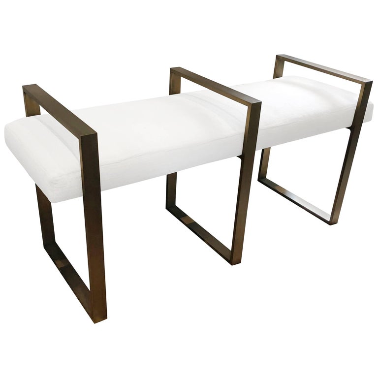 Triple Rectangle Bench in Solid Brass and Antique Finish For Sale at ...