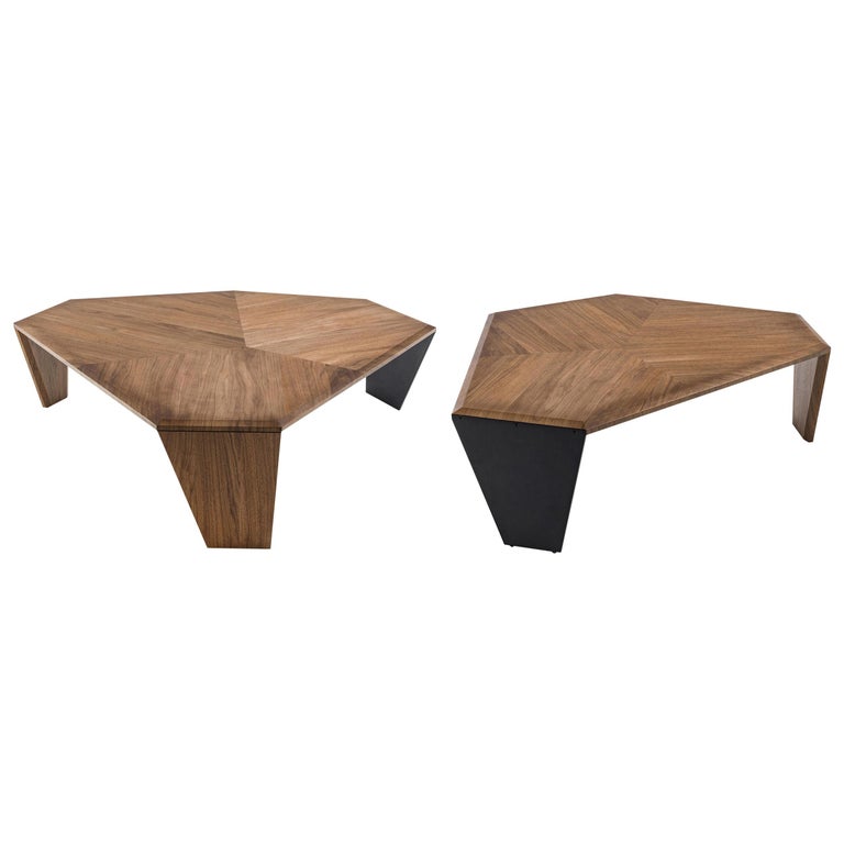 Triple Walnut Set of 2 Coffee Table For Sale at 1stDibs