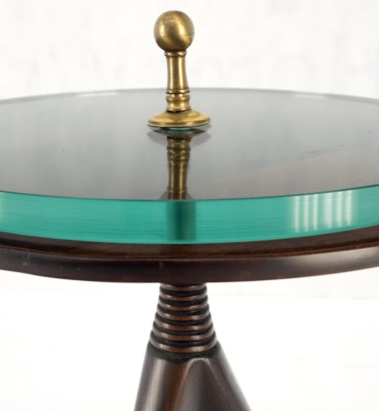 Tripod Legs Base Thick Glass Top Round Butler Serving Side End Table ...