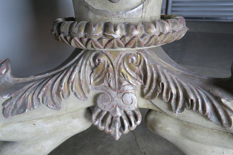 Tripod Lion Paw Table Base with Mirrored Top by MLA at 1stDibs