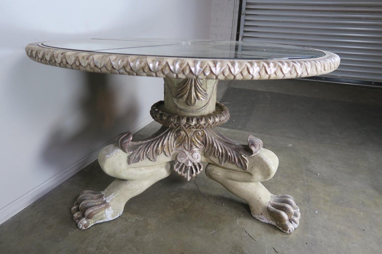 Tripod Lion Paw Table Base with Mirrored Top by MLA at 1stDibs