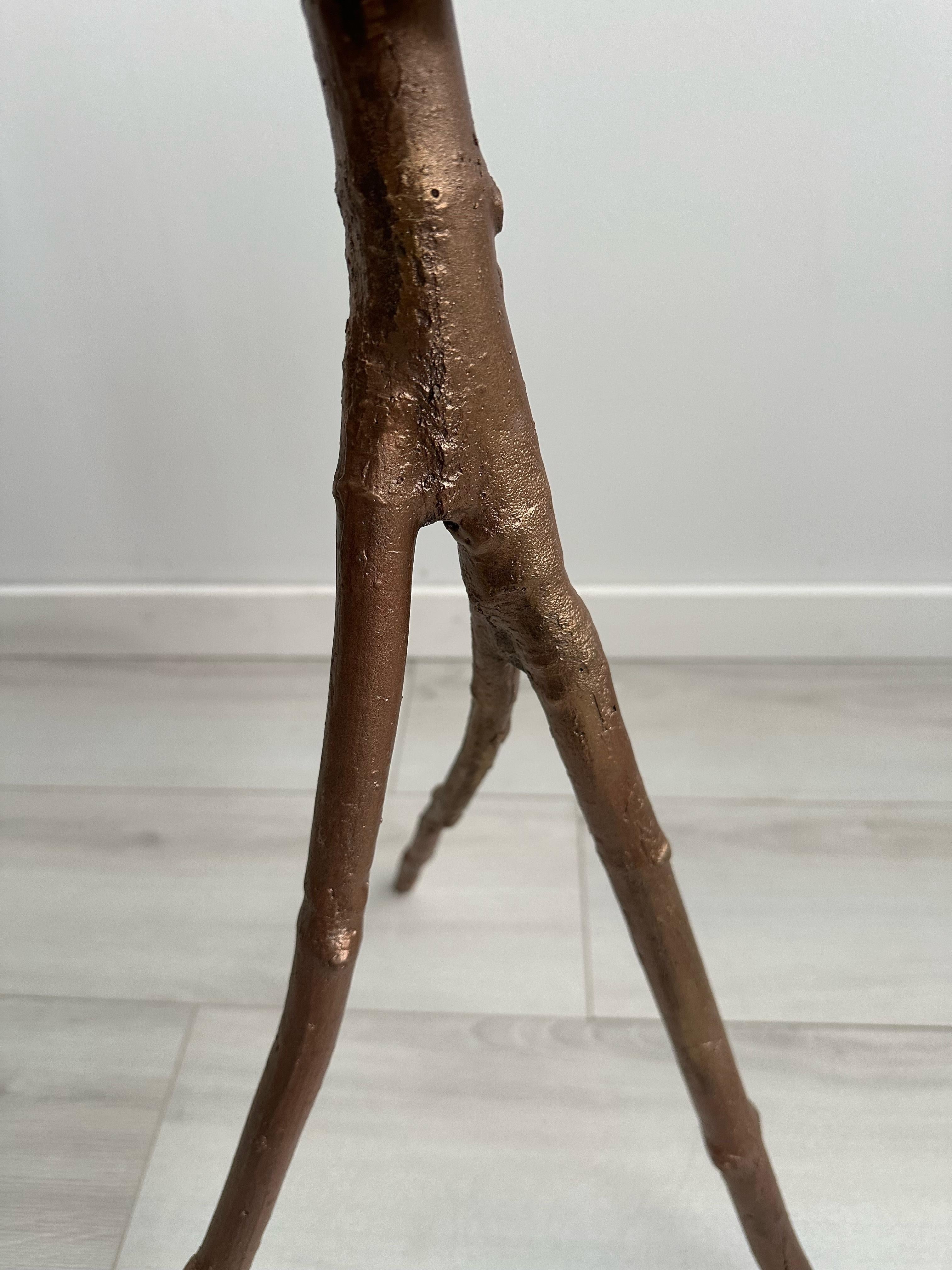 Tripod Table Handcrafted of Petrified Wood, Cast Bronze, and Burl Ash ...
