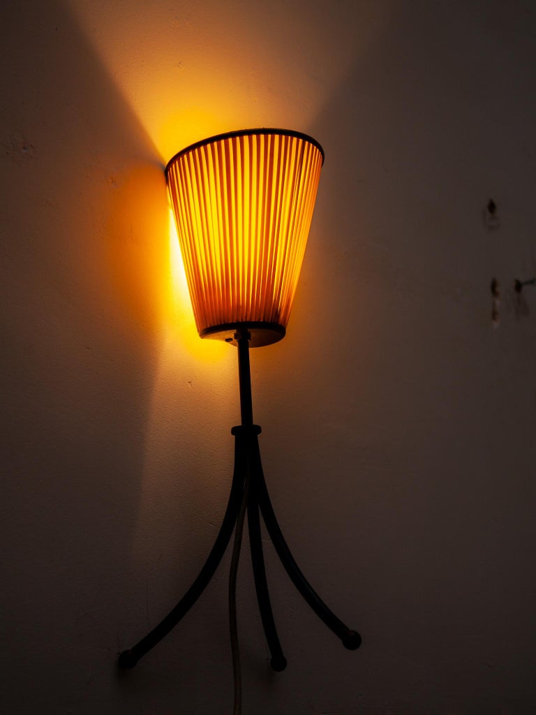 Tripod Wall Mounted Sconce or Table Lamp with Silk Shade, 1950s For ...