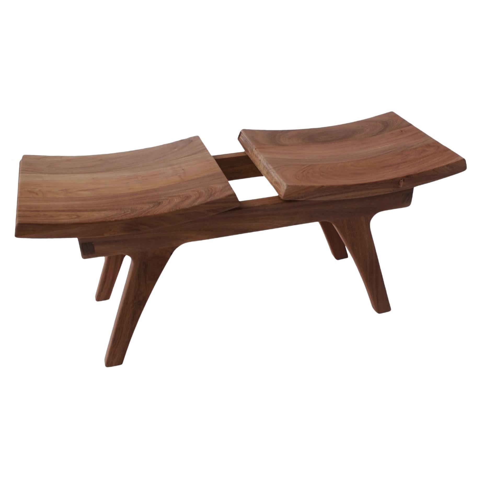 Tripot, Solid Walnut Wood Bench, Stool with One Seats For Sale at 1stDibs