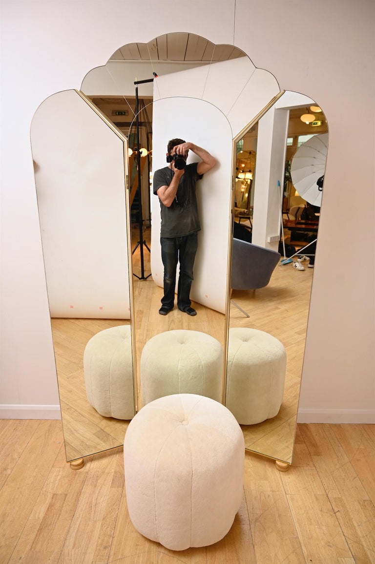 Triptych Floor Standing Mirror C1970 by Alain Delon For Sale at 1stDibs