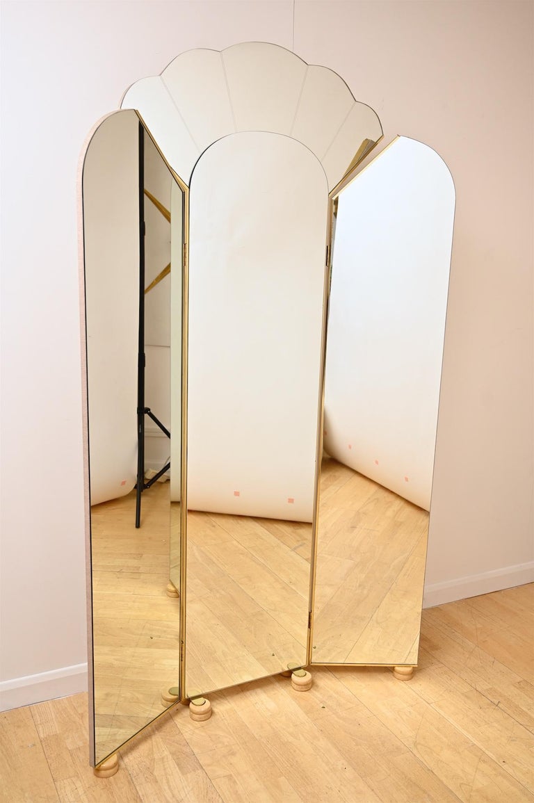 Triptych Floor Standing Mirror C1970 by Alain Delon For Sale at 1stDibs