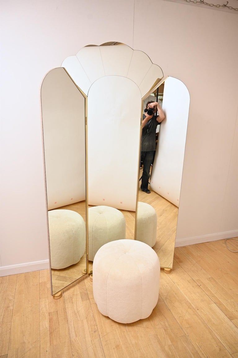 Triptych Floor Standing Mirror C1970 by Alain Delon For Sale at 1stDibs