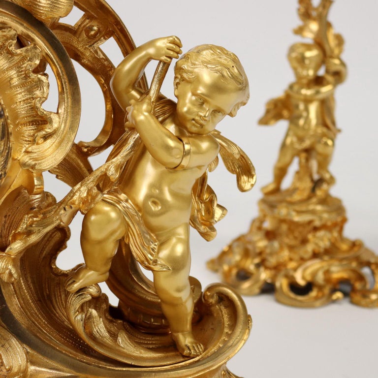 Triptych Bronze Clock G. Raglia Milano, XIXth century at 1stDibs