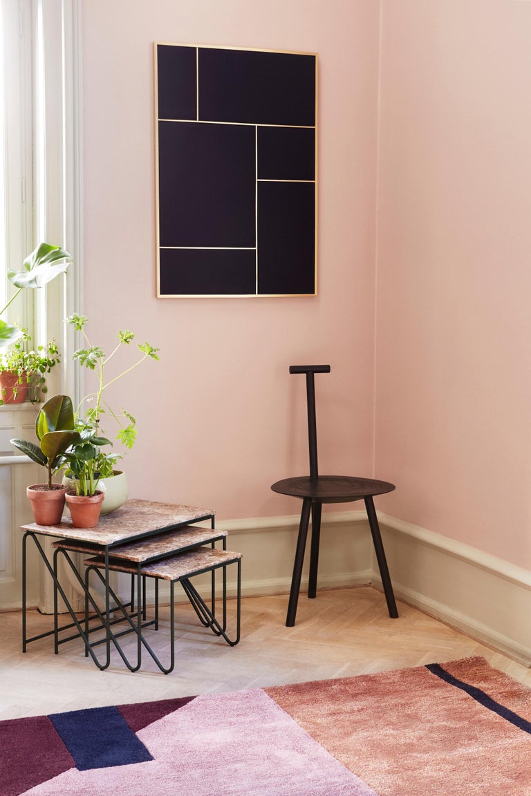 Triptych Nesting Tables in Monaco Brown Marble with Cedar Green Frame ...