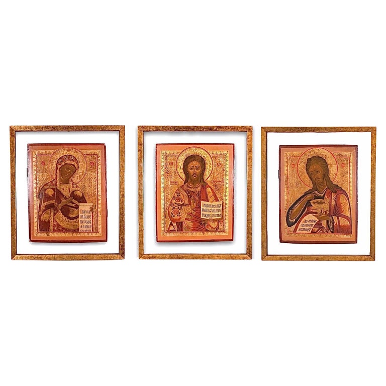 Triptych of 18th Century Russian Orthodox Icons at 1stDibs