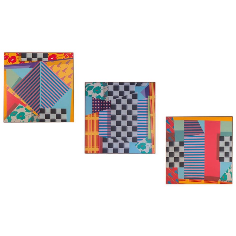 Triptych of Large Scale 1980s Abstract Paintings For Sale at 1stDibs