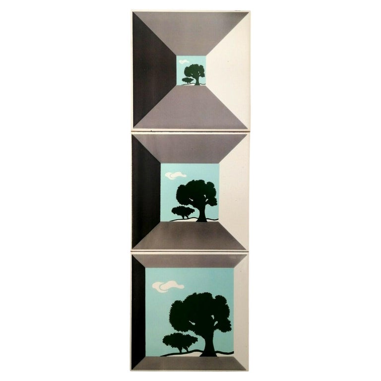 Triptych Tile in Ceramic Design Sergio Asti for Cedit, 1970s For Sale at 1stDibs