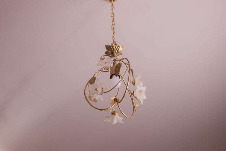Tris Vintage Flowers Glass Chandeliers, 1960s For Sale at 1stDibs