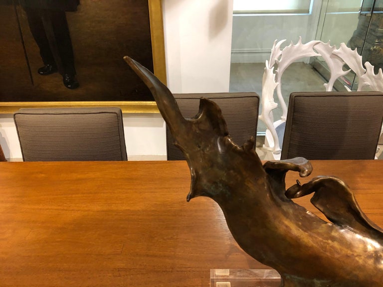 Tristan Govignon "Flame" Abstract Bronze Sculpture on a Lucite Base For ...