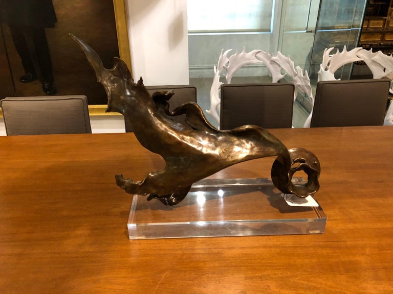 Tristan Govignon "Flame" Abstract Bronze Sculpture on a Lucite Base For ...