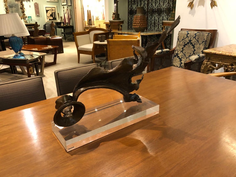 Tristan Govignon "Flame" Abstract Bronze Sculpture on a Lucite Base For ...