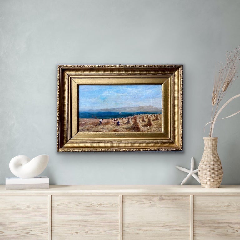 British 19th century Mediterranean landscape painting of a Hay Harvest ...