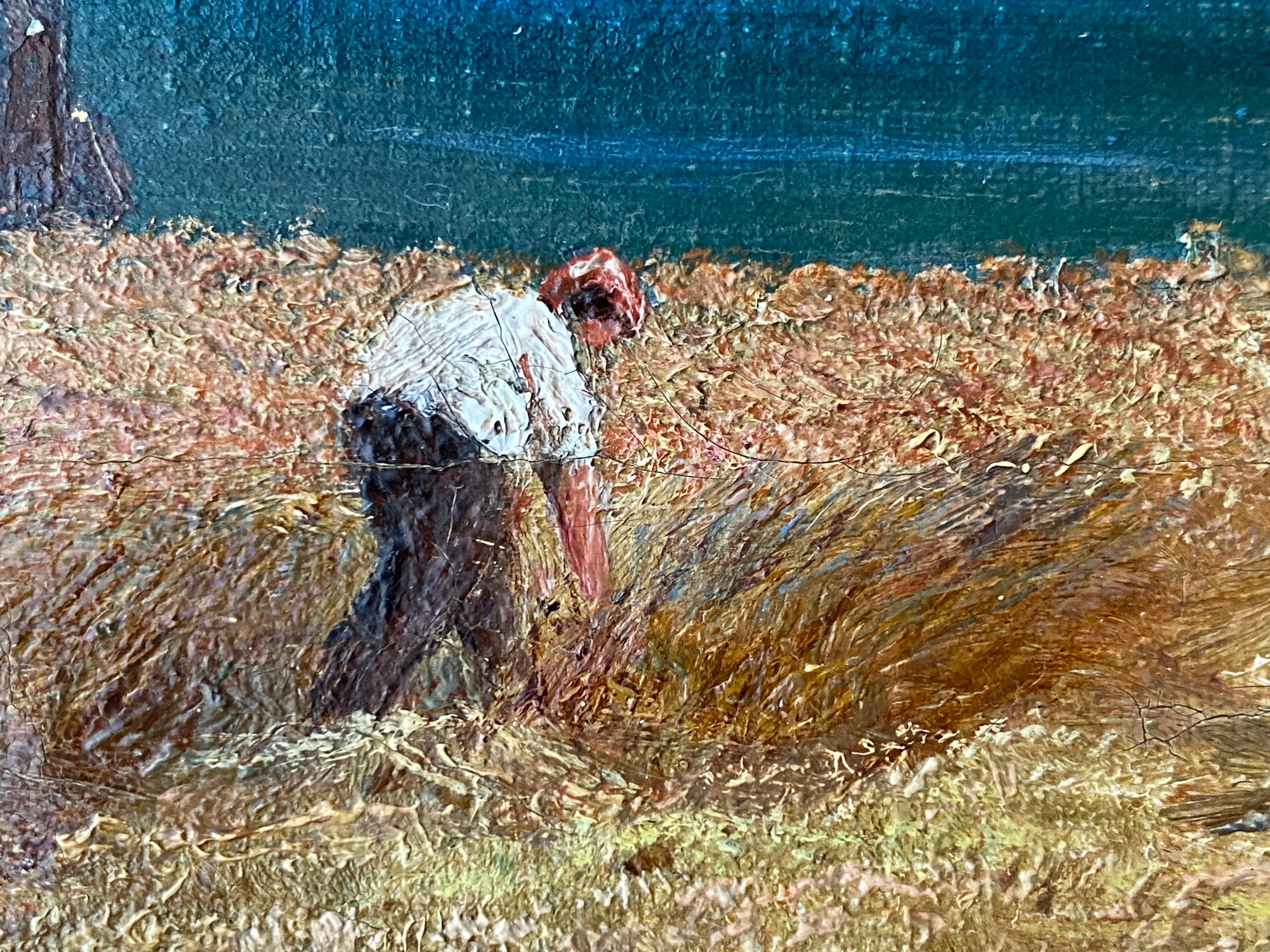 British 19th century Mediterranean landscape painting of a Hay Harvest ...