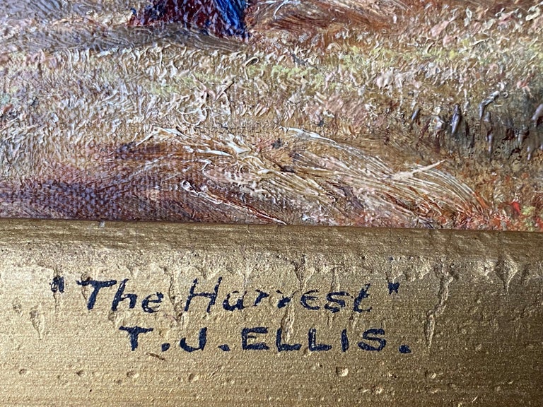 British 19th century Mediterranean landscape painting of a Hay Harvest ...