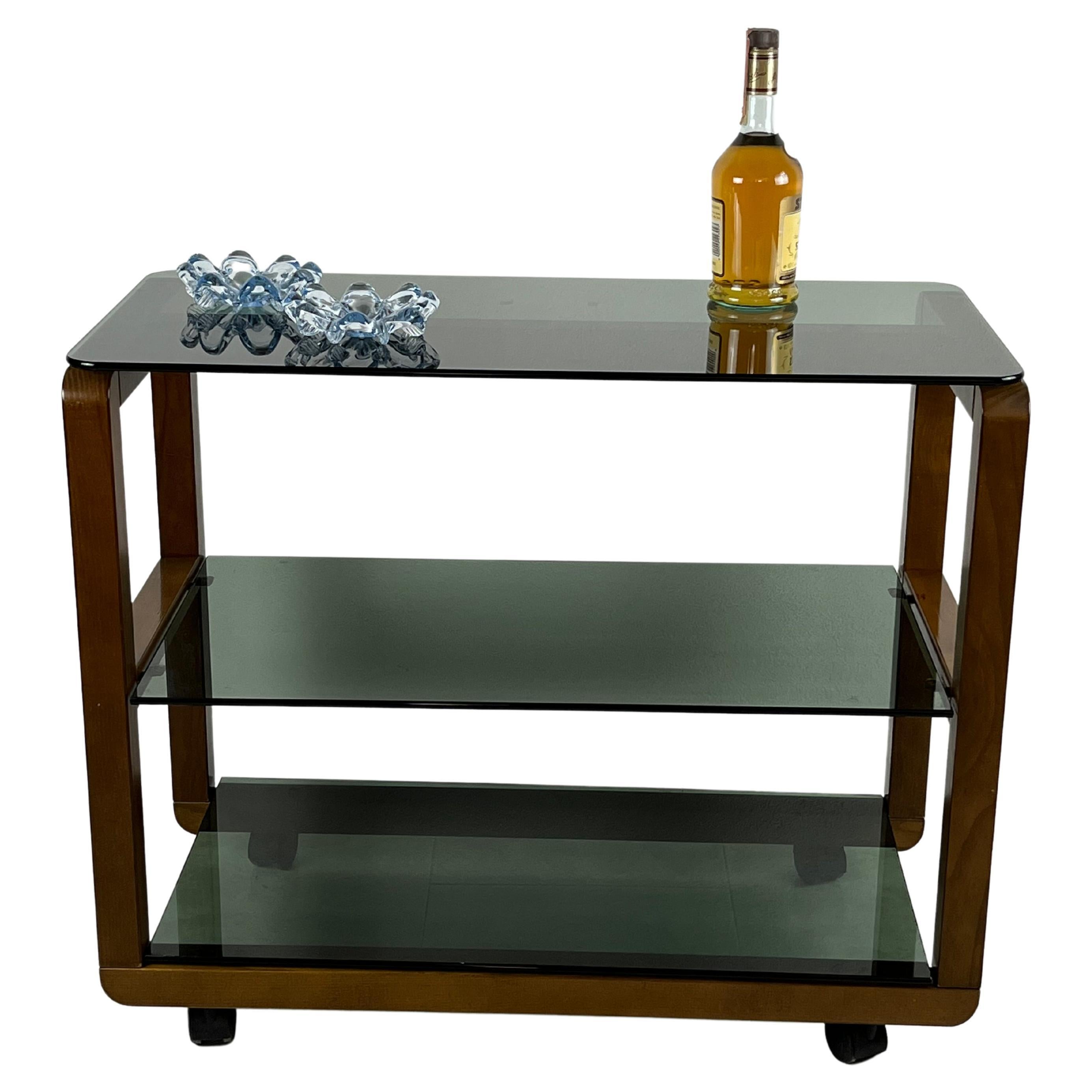 Italian Plexiglass Trolley with Brass Details, 1980 For Sale at 1stDibs