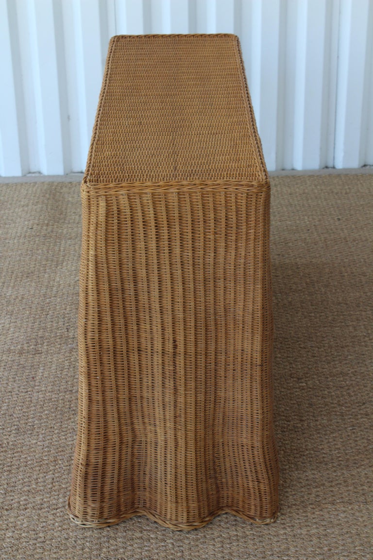 Trompe l'Oeil "Drape" Wicker Ghost Console Table, 1980s at 1stDibs