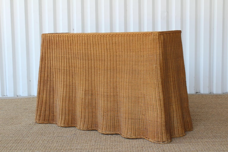 Trompe l'Oeil "Drape" Wicker Ghost Console Table, 1980s at 1stDibs