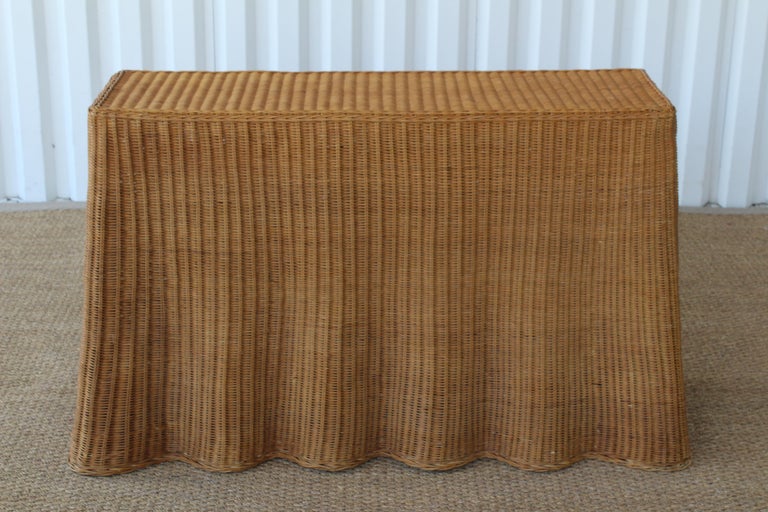 Trompe l'Oeil "Drape" Wicker Ghost Console Table, 1980s at 1stDibs