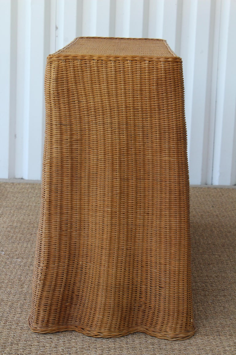 Trompe l'Oeil "Drape" Wicker Ghost Console Table, 1980s at 1stDibs