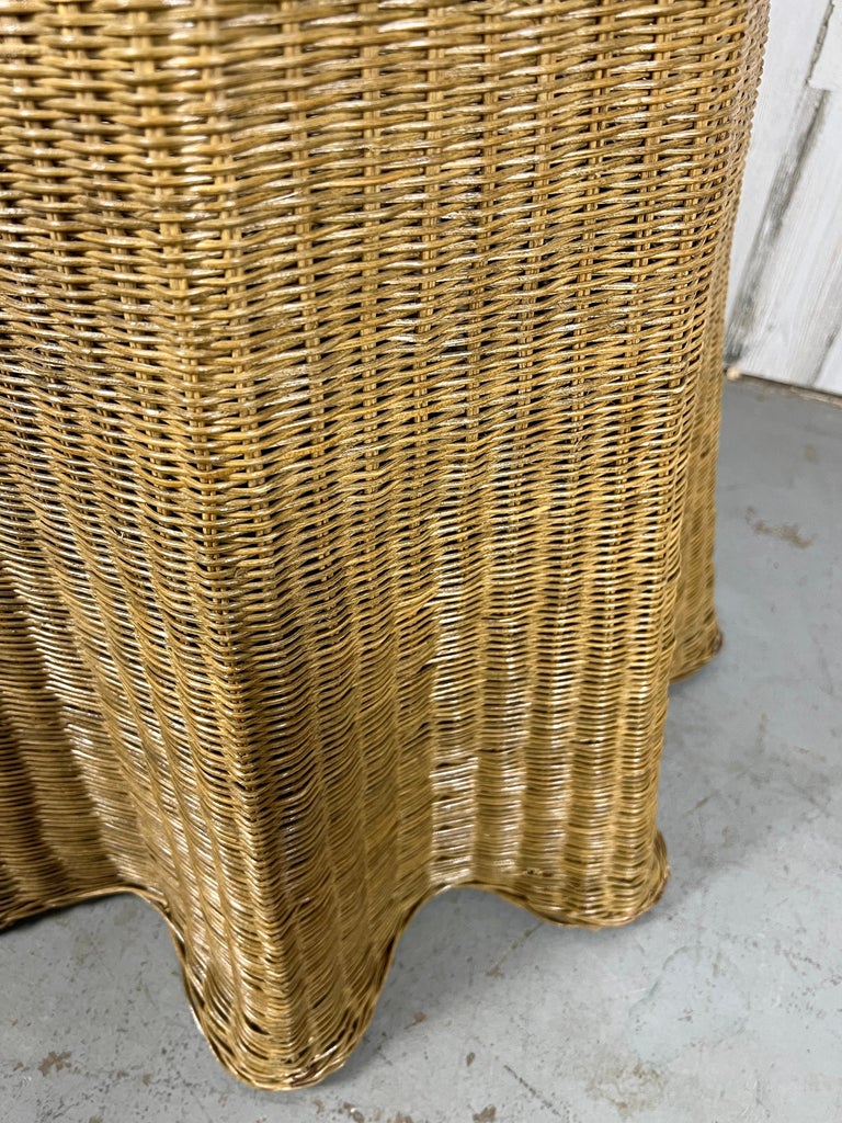 Trompe L'oeil Draped Wicker "Ghost" Side Table For Sale at 1stDibs