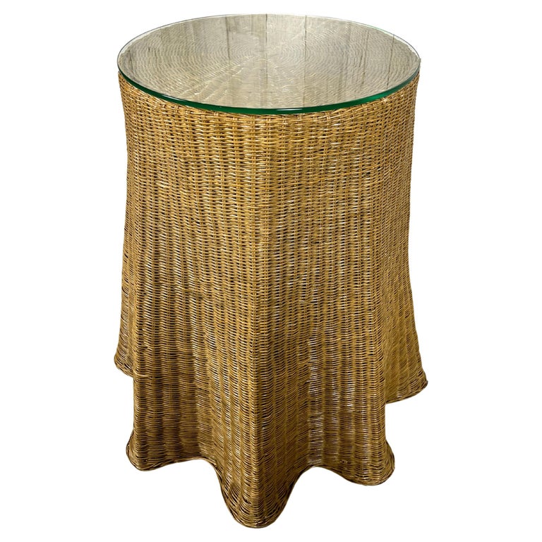 Trompe L'oeil Draped Wicker "Ghost" Side Table For Sale at 1stDibs
