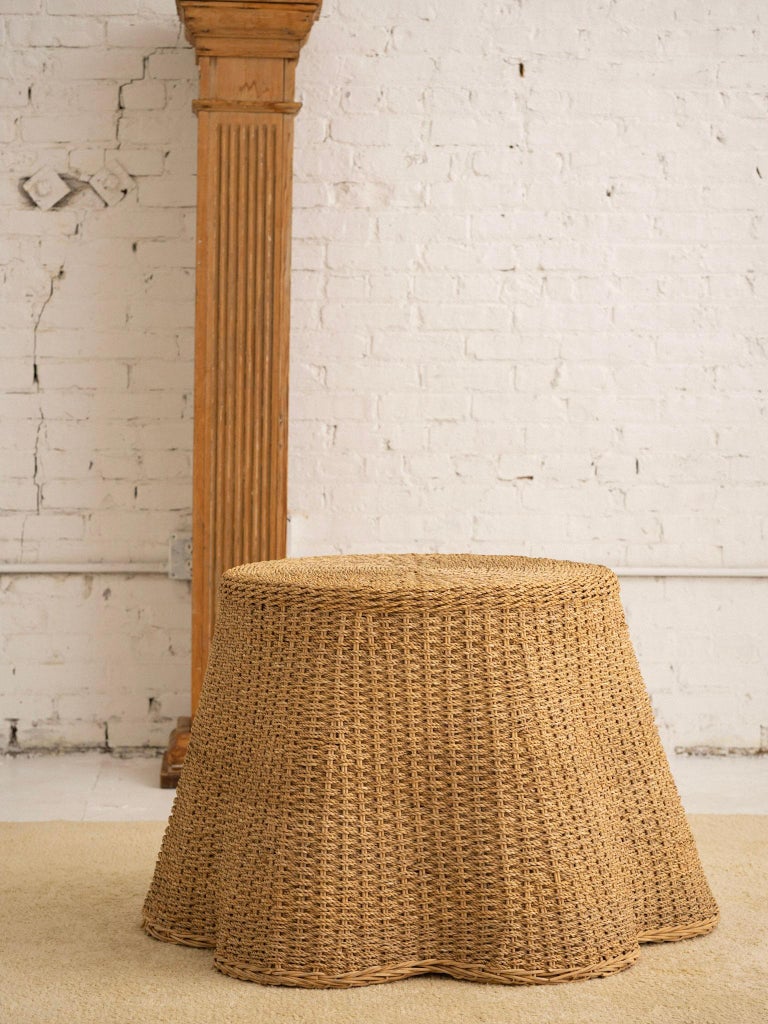 Trompe L’oeil Draped Wicker Side Table at 1stDibs
