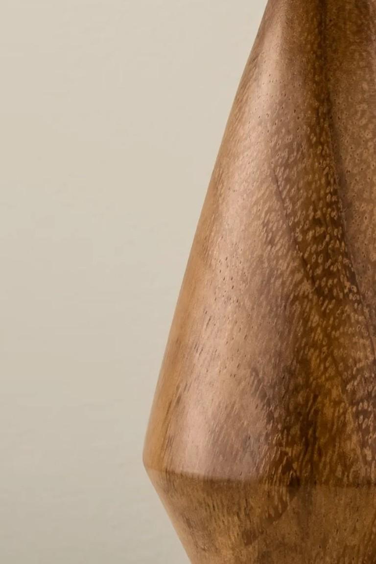 Minimalist Table Lamp Turned Parota Wood Styrene Shade For Sale at 1stDibs