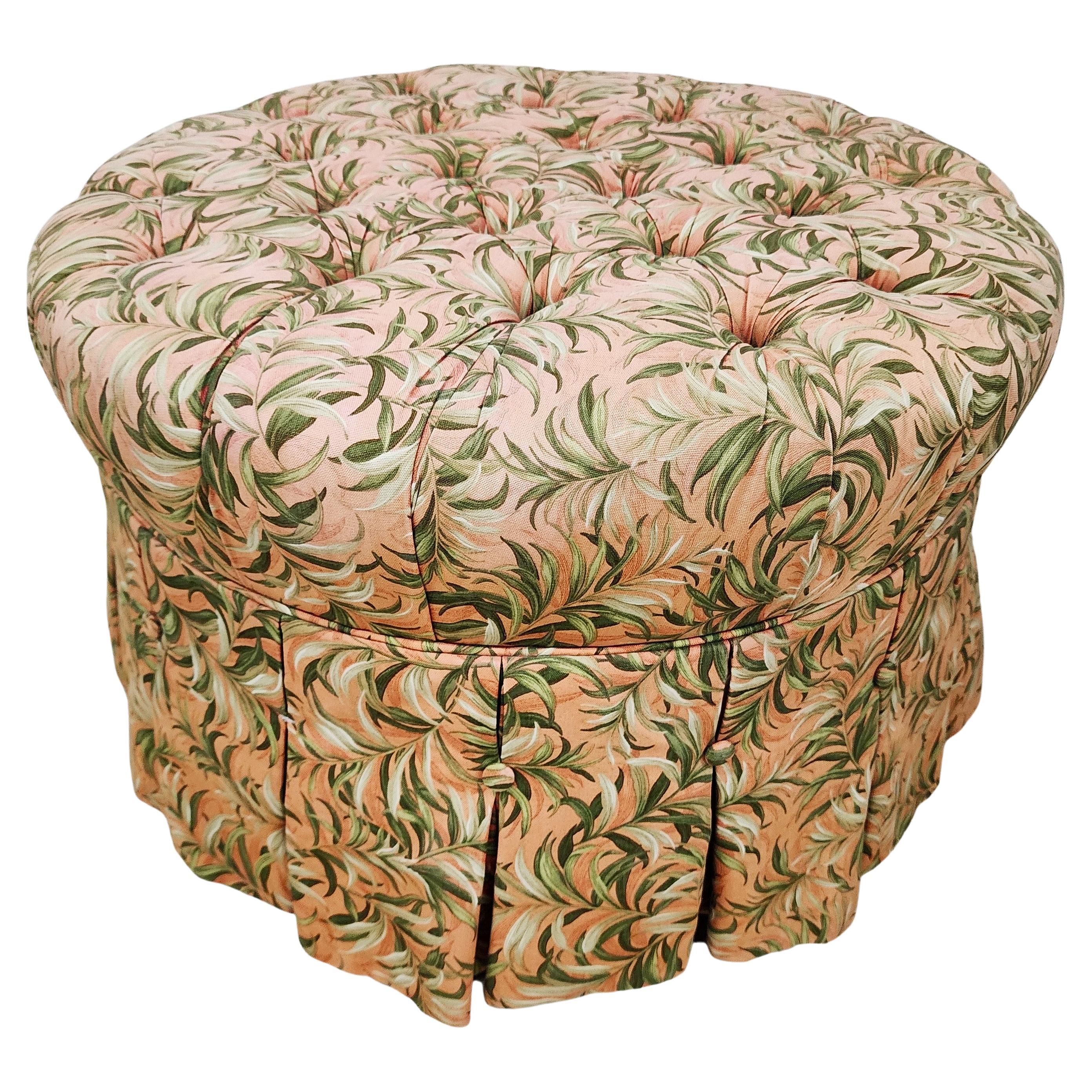 Tropical Coastal Ottoman Ethan Allen Tufted Skirted For Sale at 1stDibs